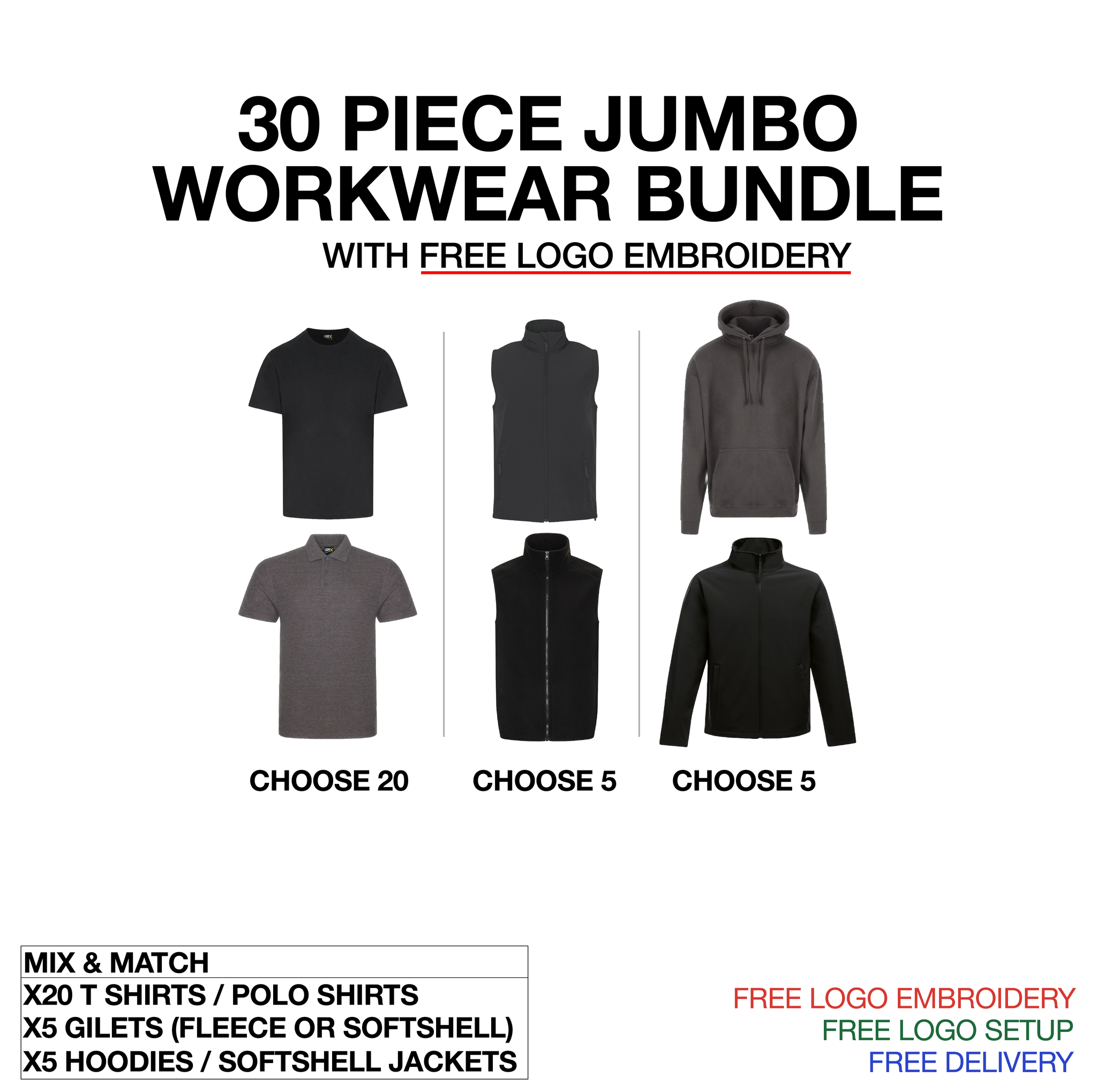 30 Piece Jumbo Workwear Bundle